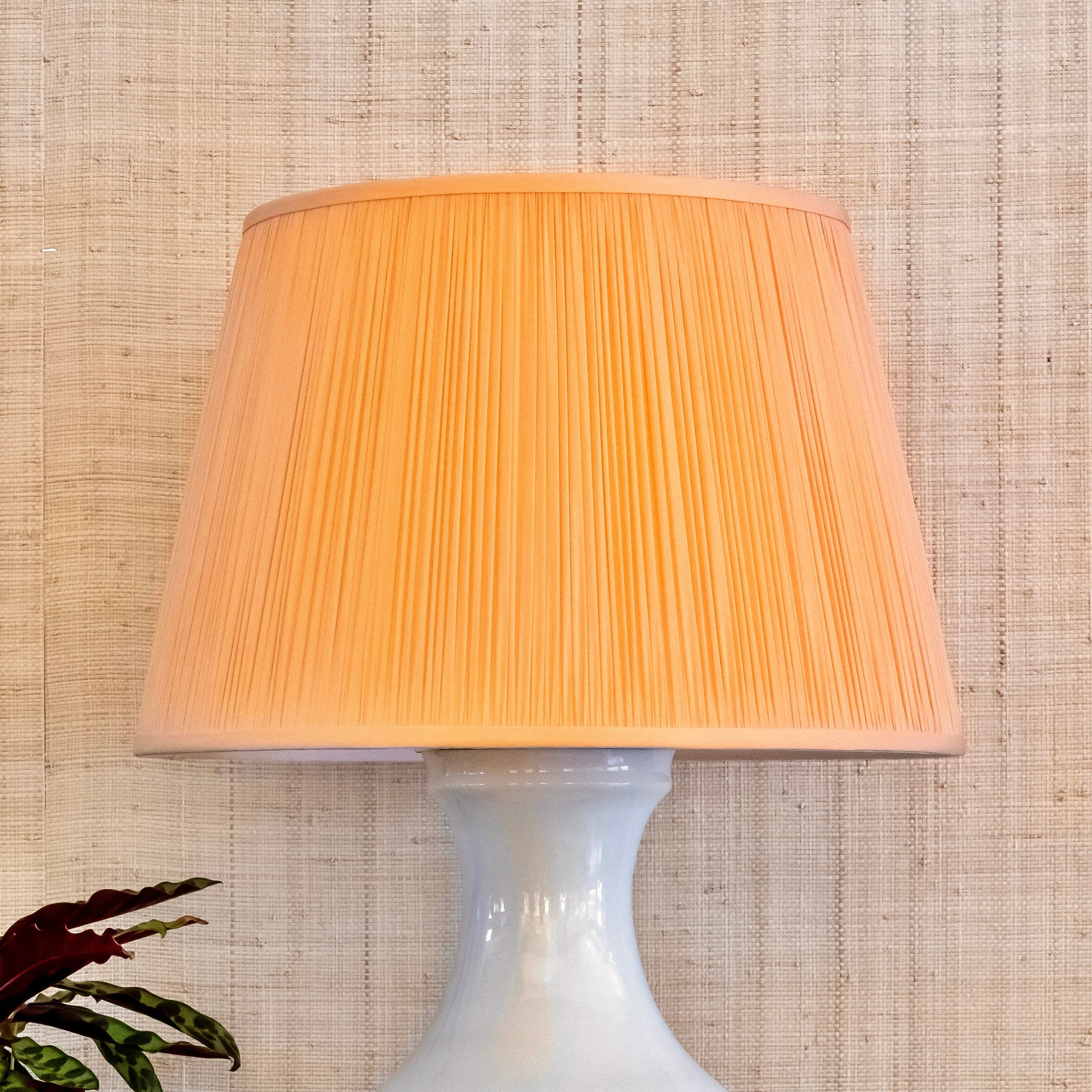 Shirred Silk Lampshade in Apricot